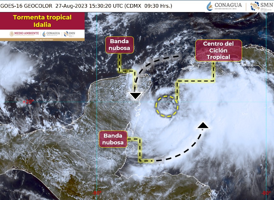 Se forma la tormenta Idalia cerca de las costas de Quintana Roo