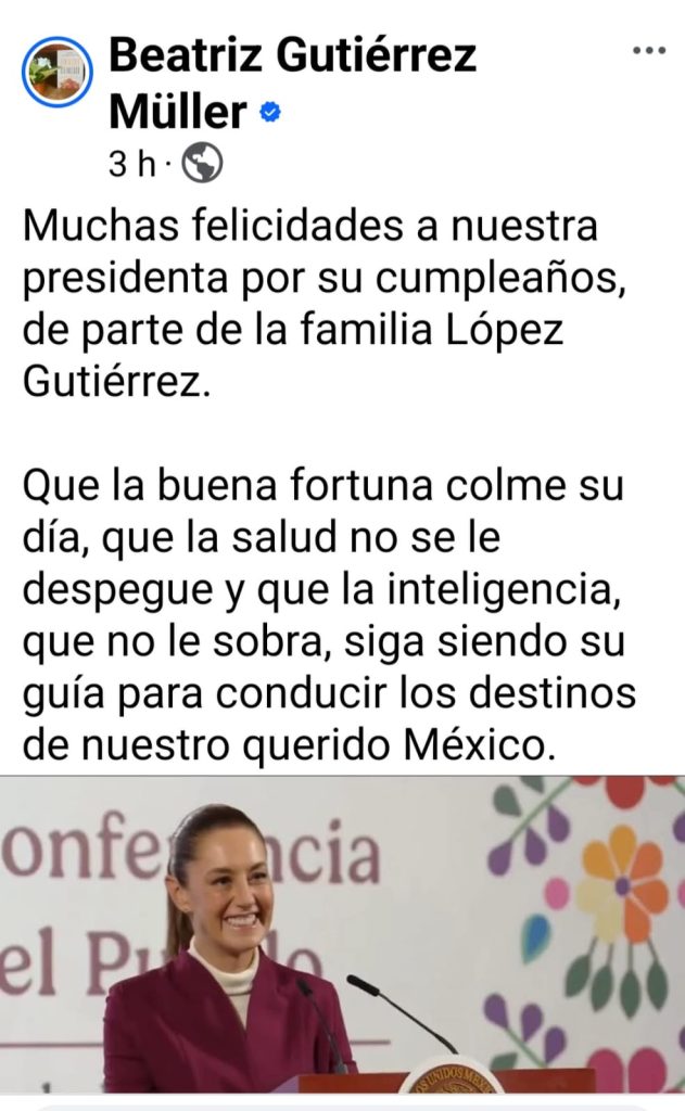 "Es una mujer muy culta", dice Sheinbaum sobre Gutiérrez Müller tras ...